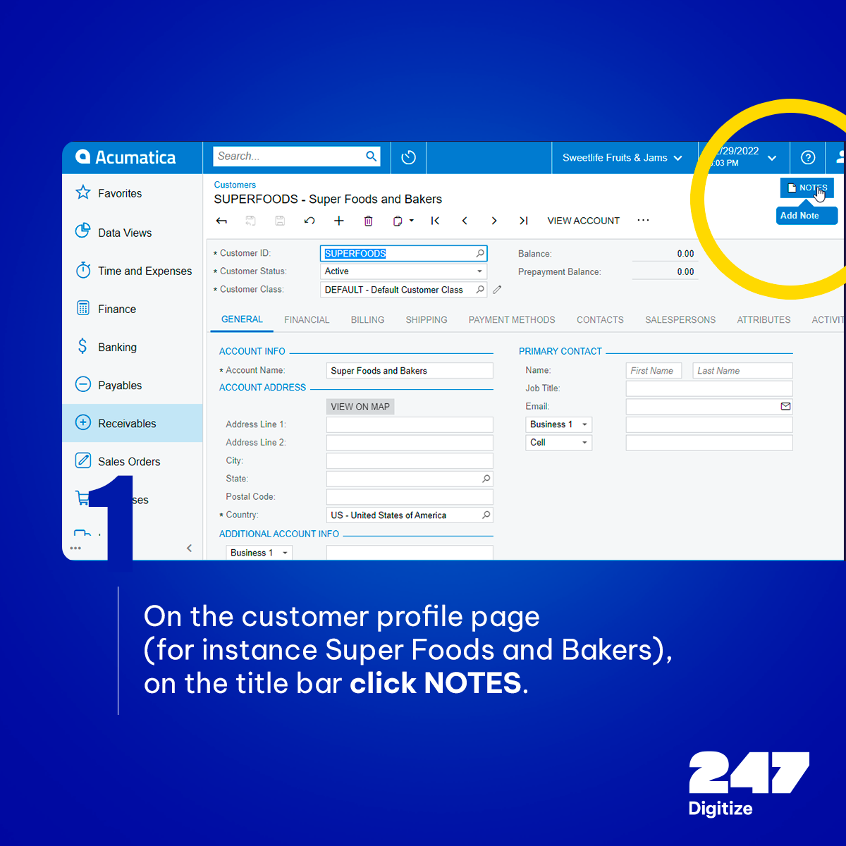 Pop-Up Notes in Acumatica - 247Digitize