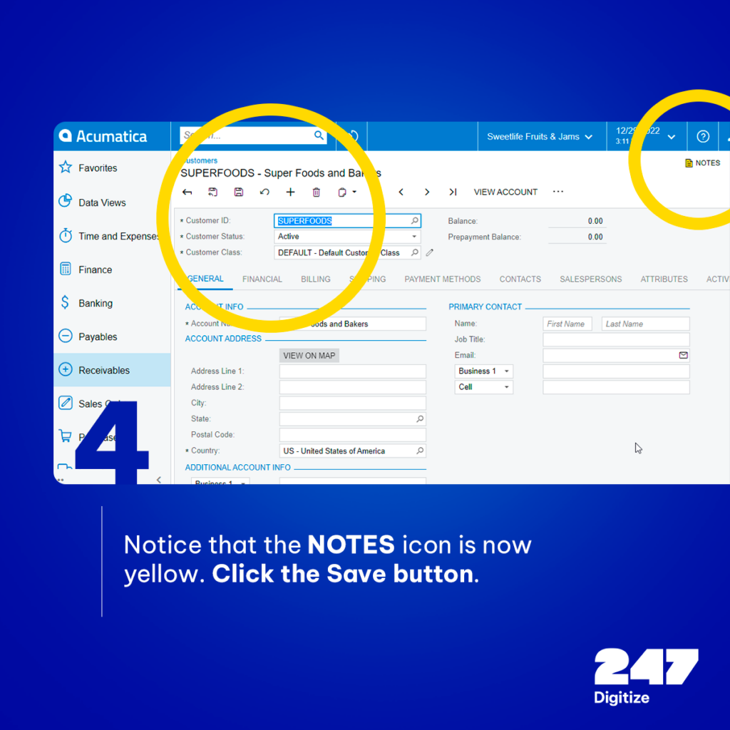 Pop-Up Notes in Acumatica - 247Digitize