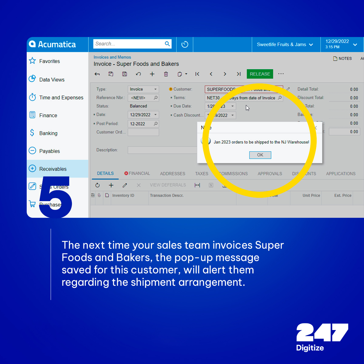 Pop-Up Notes in Acumatica - 247Digitize